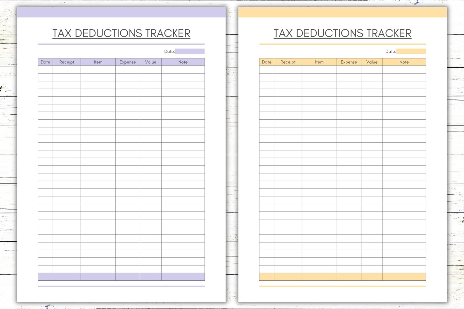Printable Tax Deduction Tracker, 2 Version, Business Tax Log, Online ...