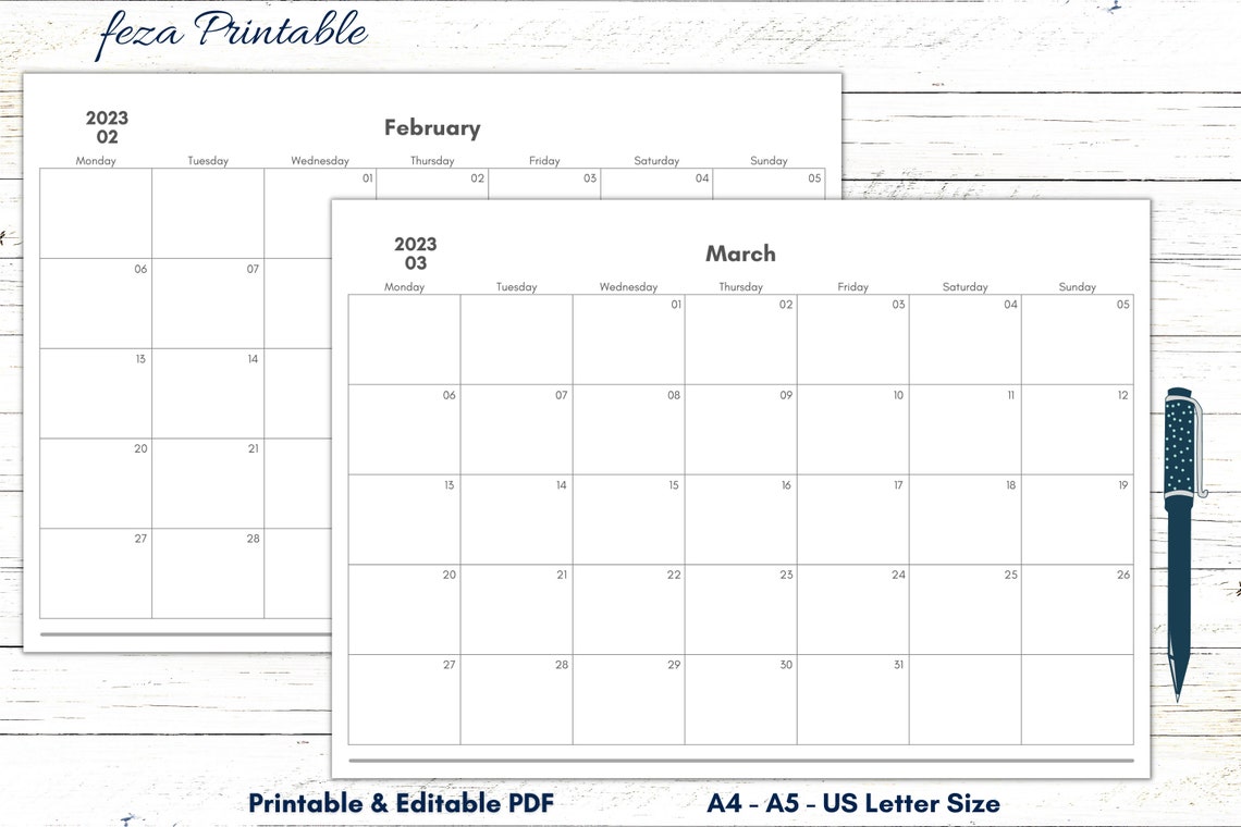 Editable 2023 Calendar Template, Minimalist Calendar Editable ...