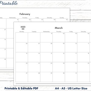 Editable 2023 Calendar Template, Minimalist Calendar Editable ...
