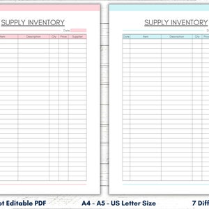 Printable Supply Inventory Log Book, Supply Inventory Sheet, Supply ...