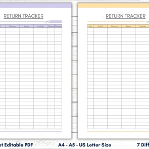 Printable Returns Tracker, Business Returns Sheet, Sales Returns ...