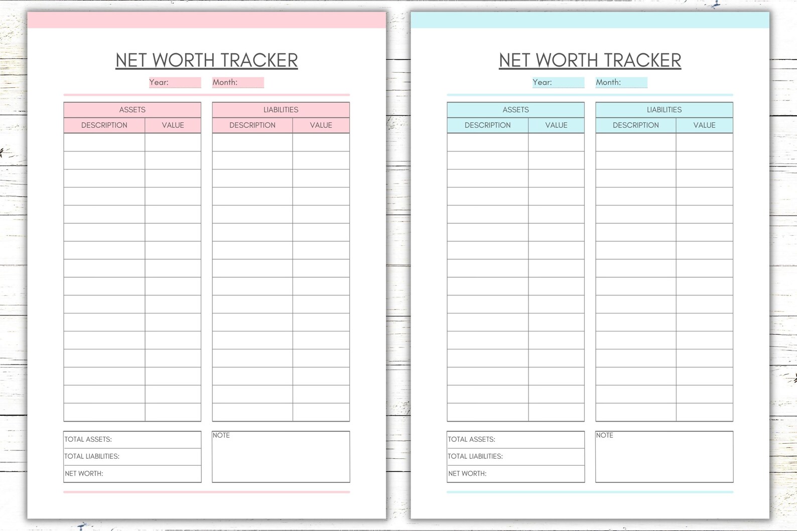 Printable Net Worth Tracker, Net Worth Planner, Net Worth Sheet ...