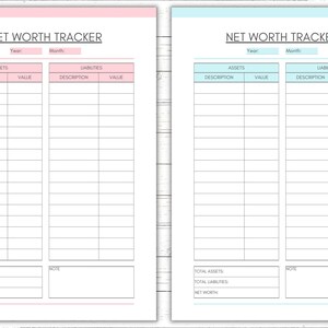 Printable Net Worth Tracker, Net Worth Planner, Net Worth Sheet ...