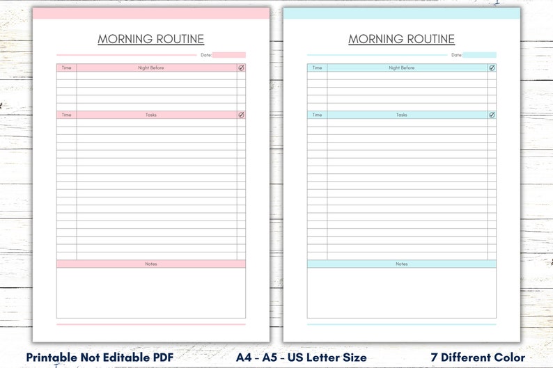 Morning Routine Sheet Printable Template, Morning Routine Log, Morning ...