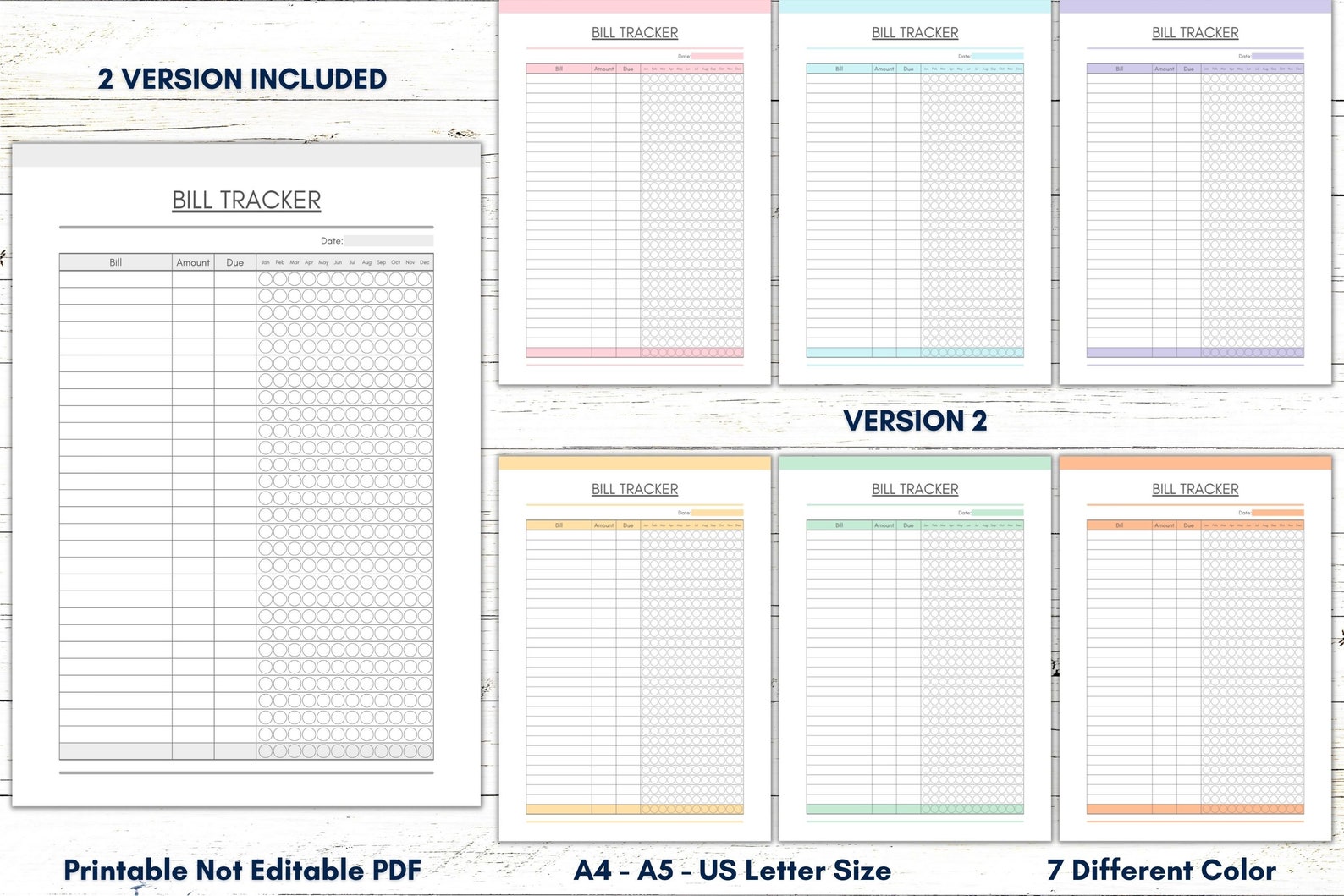 Printable Bill Payment Sheet, Monthly Bills Record, Bill Tracking Sheet ...