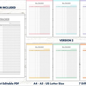 Printable Bill Payment Sheet, Monthly Bills Record, Bill Tracking Sheet ...