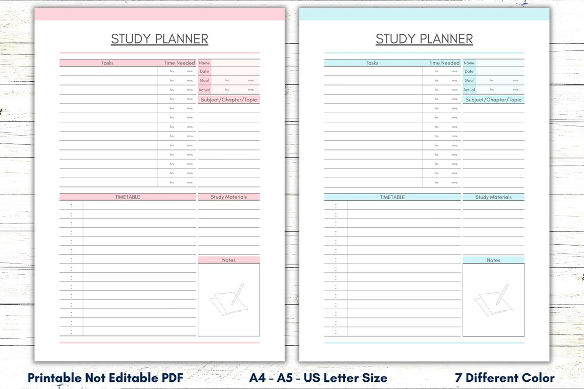 Printable Study Planner, Daily Study Planner, Printable Student ...