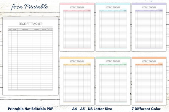Printable Receipt Tracker Receipt Sheet Receipt Log - Etsy India