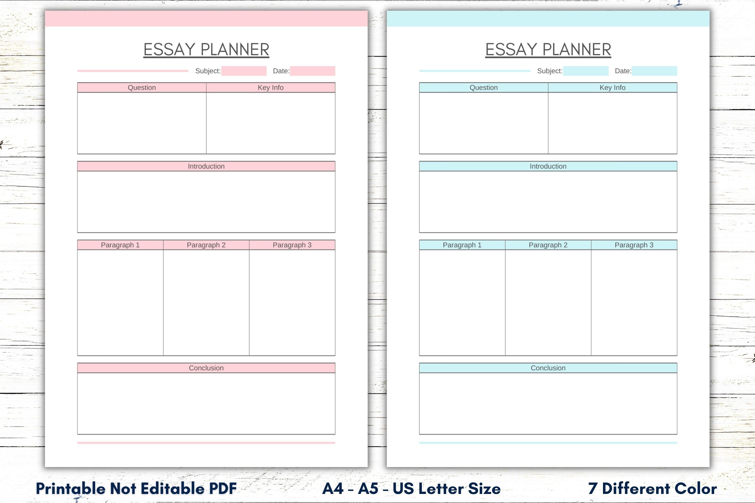 Printable Essay Planner, Essay Writing Template, Essay Planner Template, Essay Insert, Essay ...