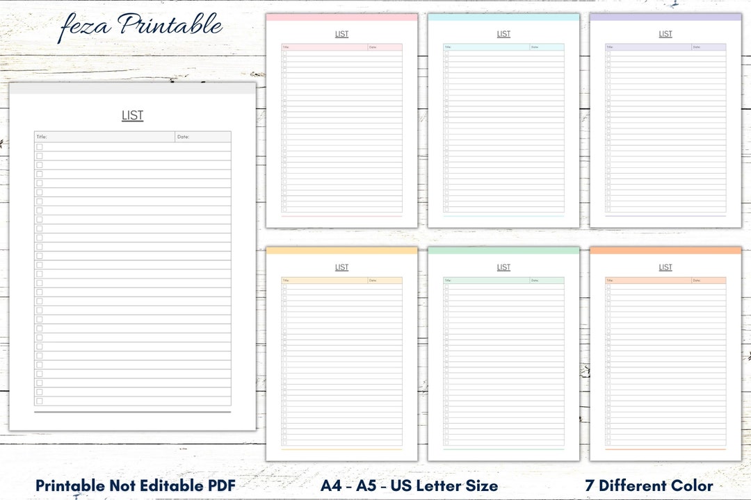 Blank List Template Printable Blank Checklist, Daily Weekly Yearly ...