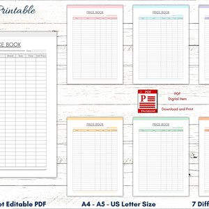Printable Price Book Template, Price Planner, Budget Planner, Budget ...