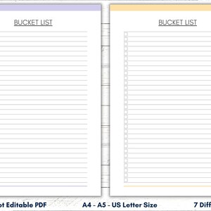 Bucket List Printable Template, Bucket List Sheet, Bucket List Bullet ...