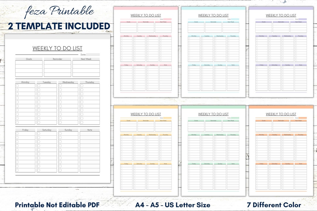 Printable Weekly Planner, Two Weekly to Do List, Printable Weekly Notes ...