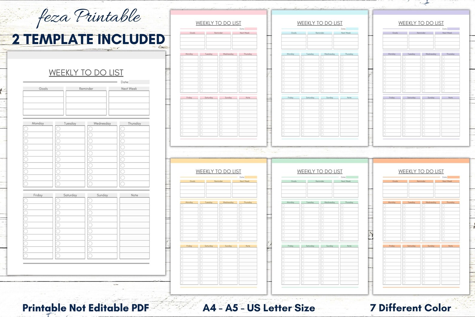 Printable Weekly Planner, Two Weekly to Do List, Printable Weekly Notes ...