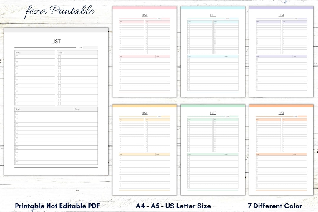 Blank List Template Printable Blank Checklist, Daily Weekly Yearly ...
