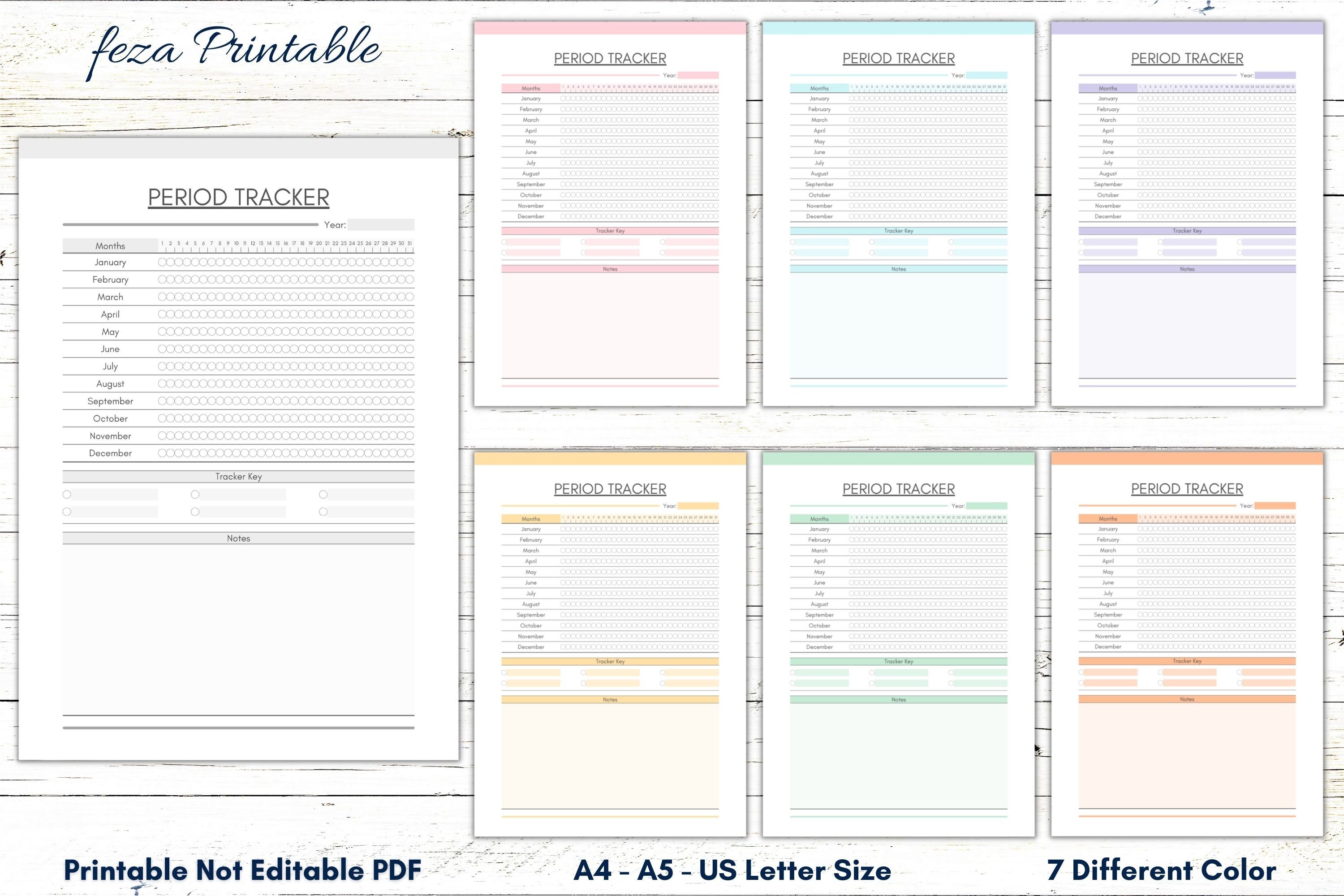 Seguimiento del período imprimible, Seguimiento del ciclo menstrual ...