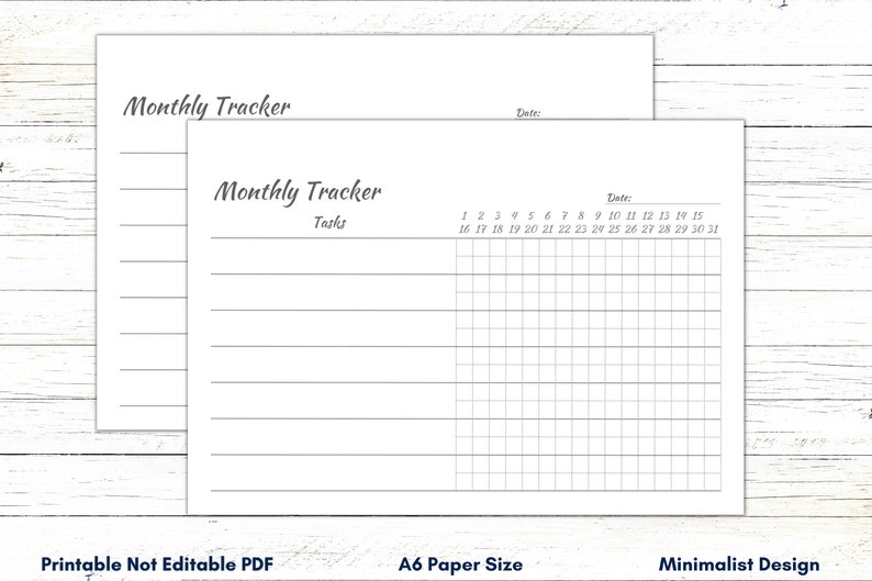 A6 Monthly Tracker Printable Template, Monthly Task Tracker, Task List ...