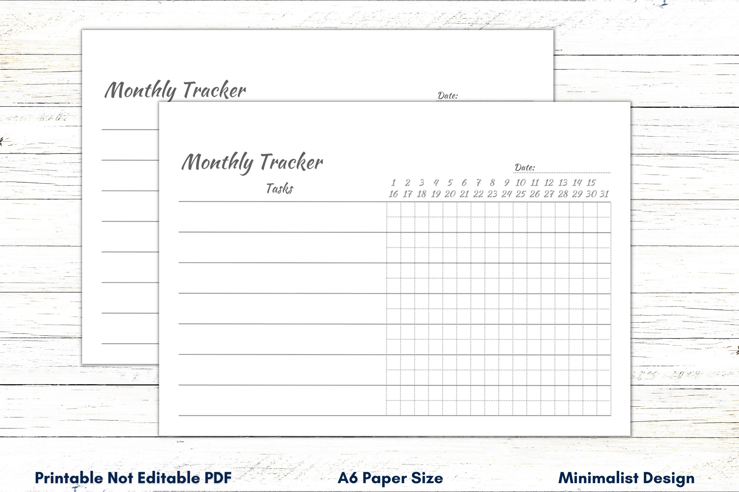 A6 Monthly Tracker Printable Template, Monthly Task Tracker, Task List ...