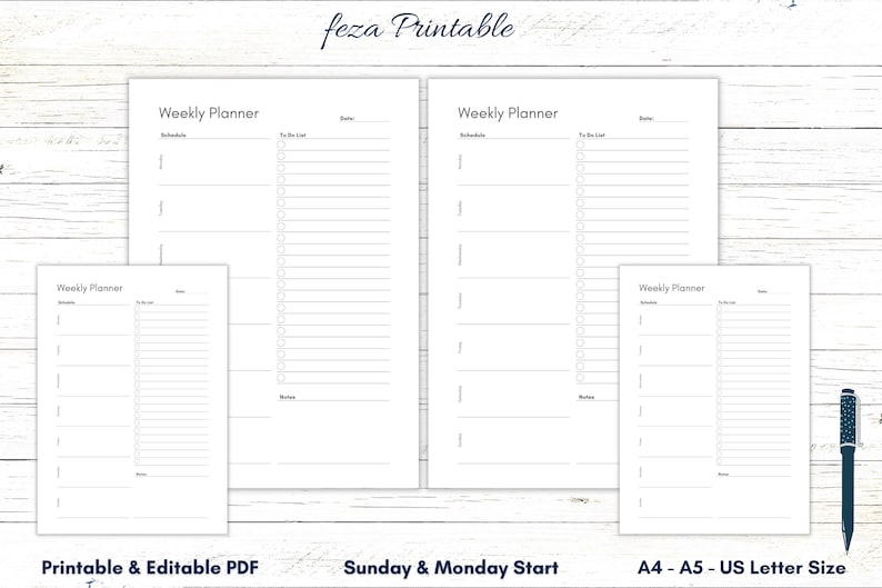Weekly Planner Printable Fillable Editable Weekly Planner - Etsy