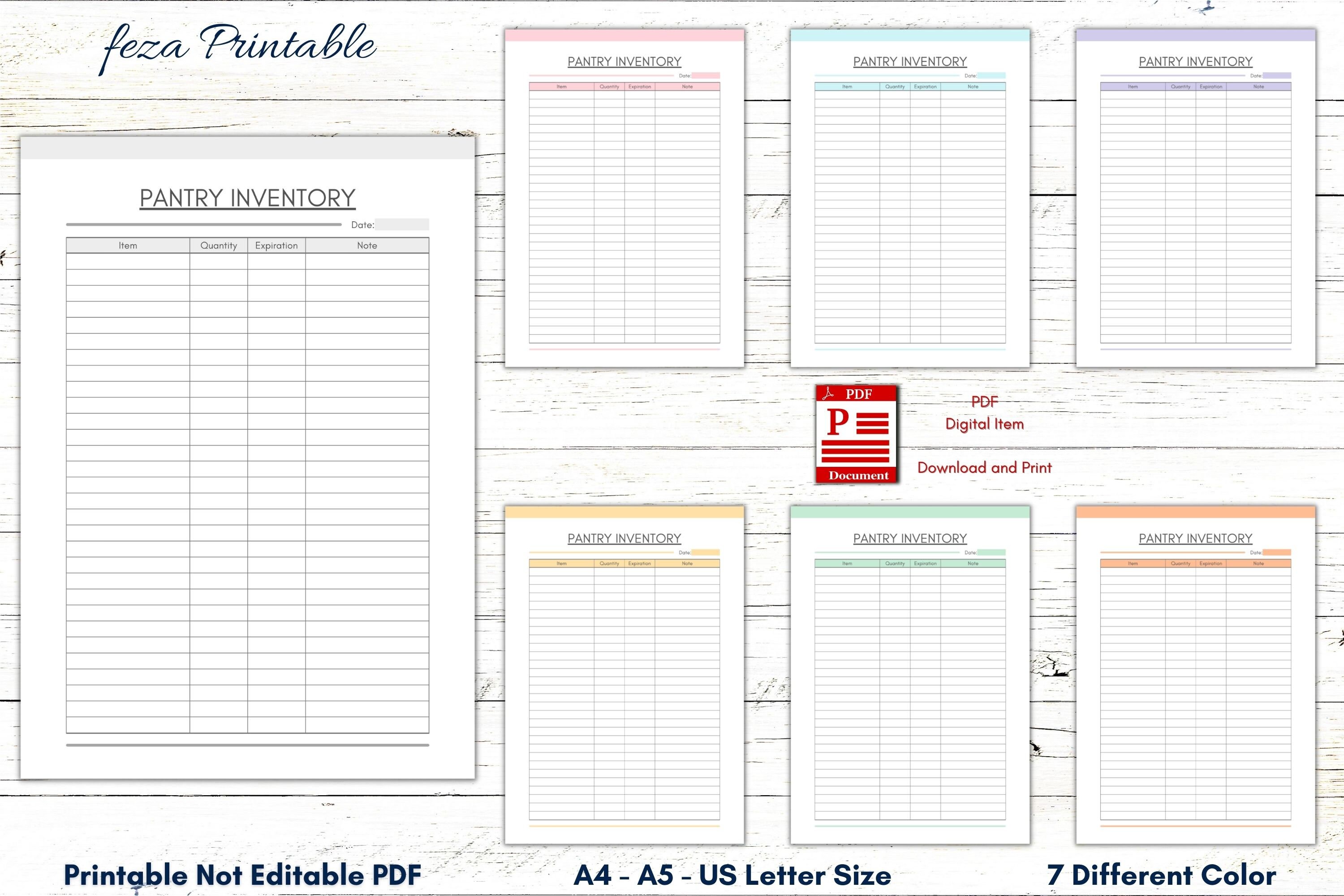 Printable Pantry Inventory Pantry List Pantry Inventory - Etsy