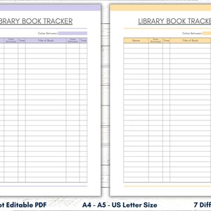 Printable Library Book Tracker, PDF Library Book Log, Book Lover ...