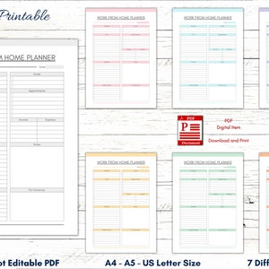 Work From Home Planner Sheet Printable Template, Productivity Planner ...