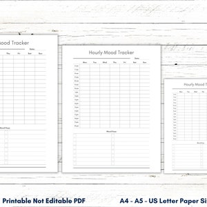 Hourly Mood Tracker Printable Template, Mood Tracker Journal, Mood ...
