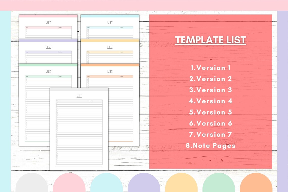 Blank List Template Printable Bundle, Blank List Bundle, Checklist ...