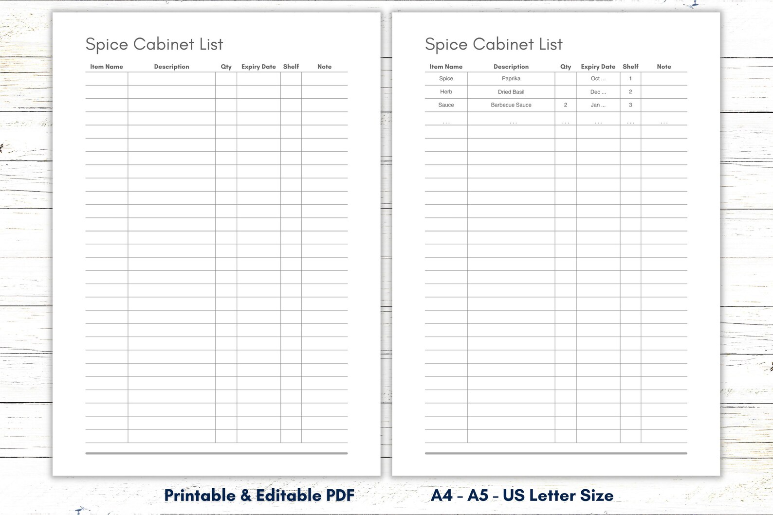 Spice Cabinet List Printable & Editable, Spice Cabinet Organizer, Spice ...