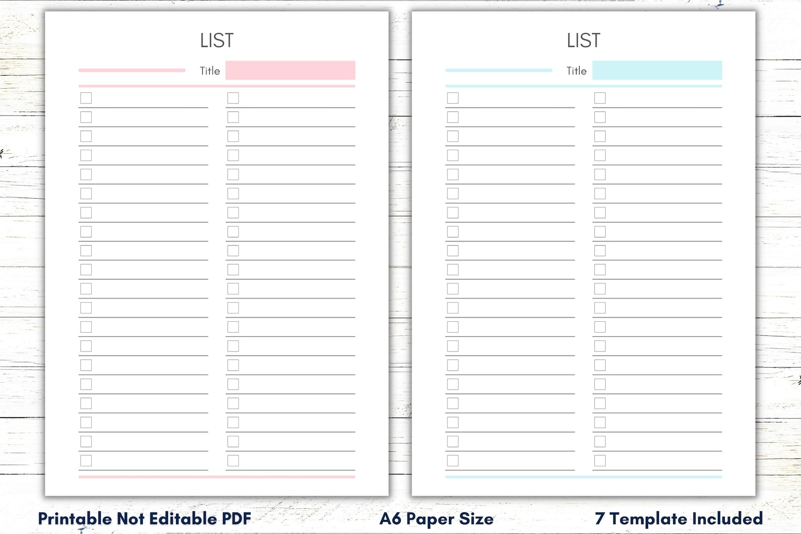 Blank List Checklist A6 Printable, Blank List Template Printable, Blank ...