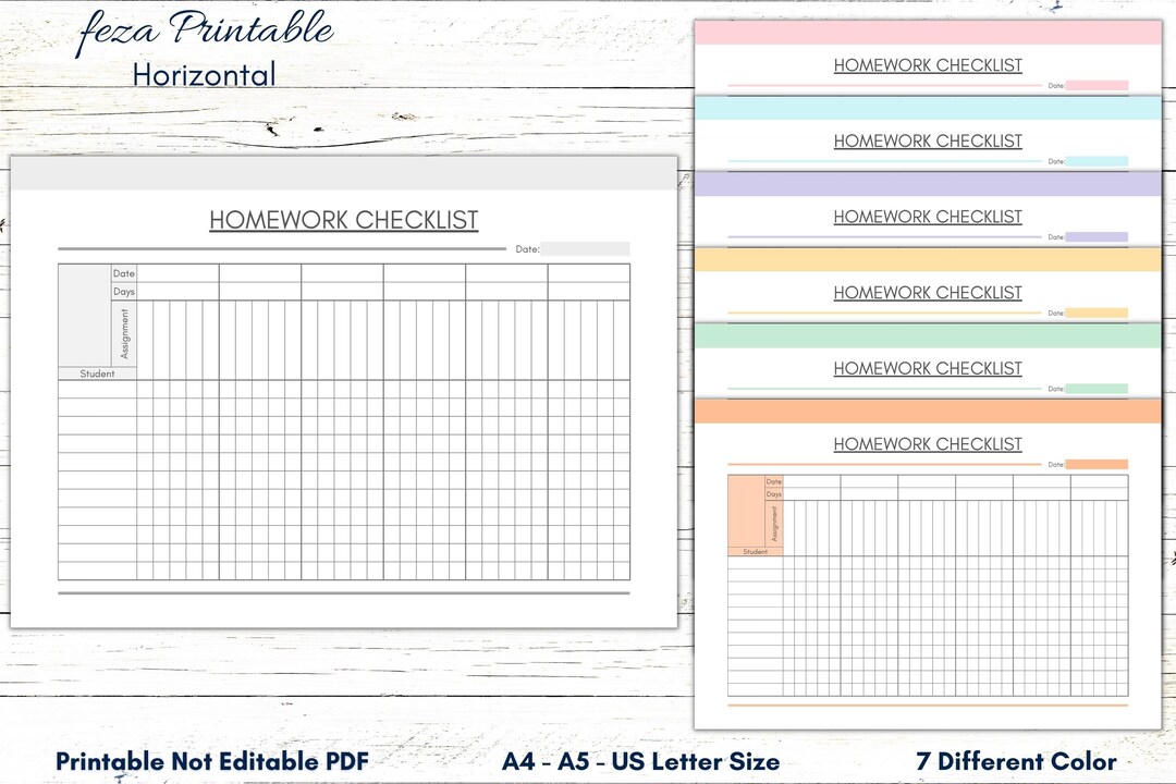 Printable Homework Checklist, Assignment Checklist, PDF Homework ...