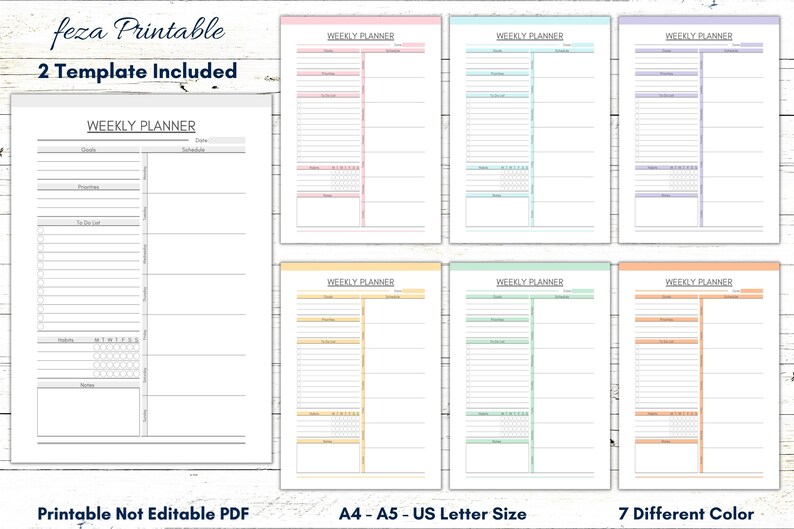 Printable Weekly Planner, Weekly Planner Insert, Weekly Schedule ...