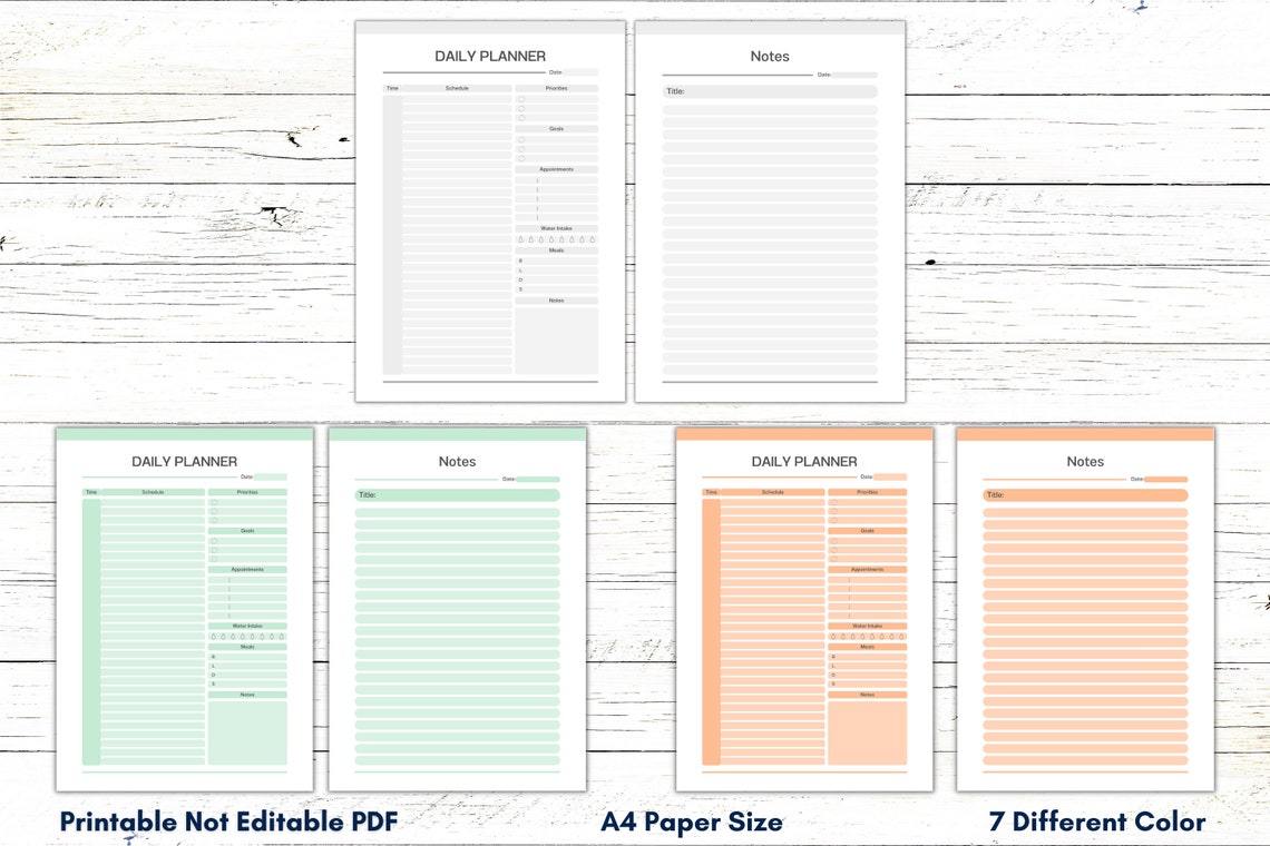 Daily Planner Printable Template, Daily Planner Sheet, Day Planner ...