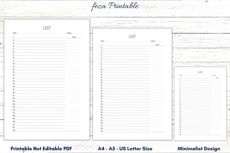 Blank List Template, Blank Lists, Numbered List, Printable List, List ...