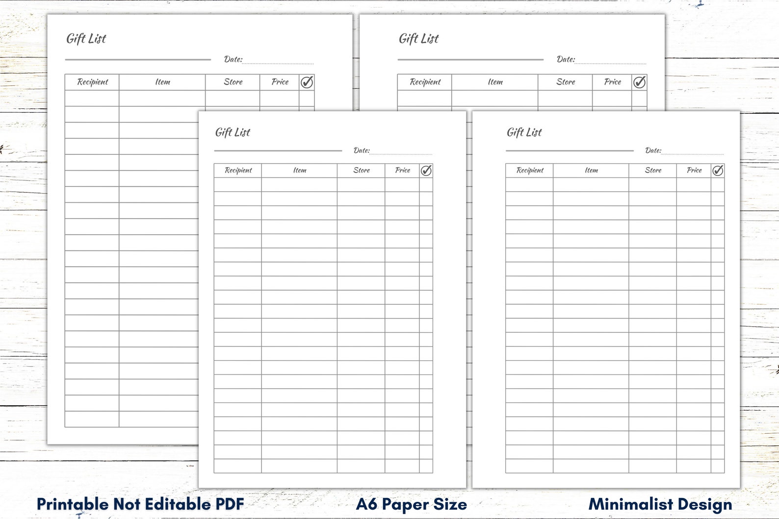 A6 Gift List Printable, Gift Tracker, Gift List Planner, Gift List ...