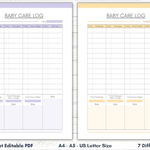 Printable Baby Care Log, Baby Care Planner Sheet, Baby Care Tracker ...