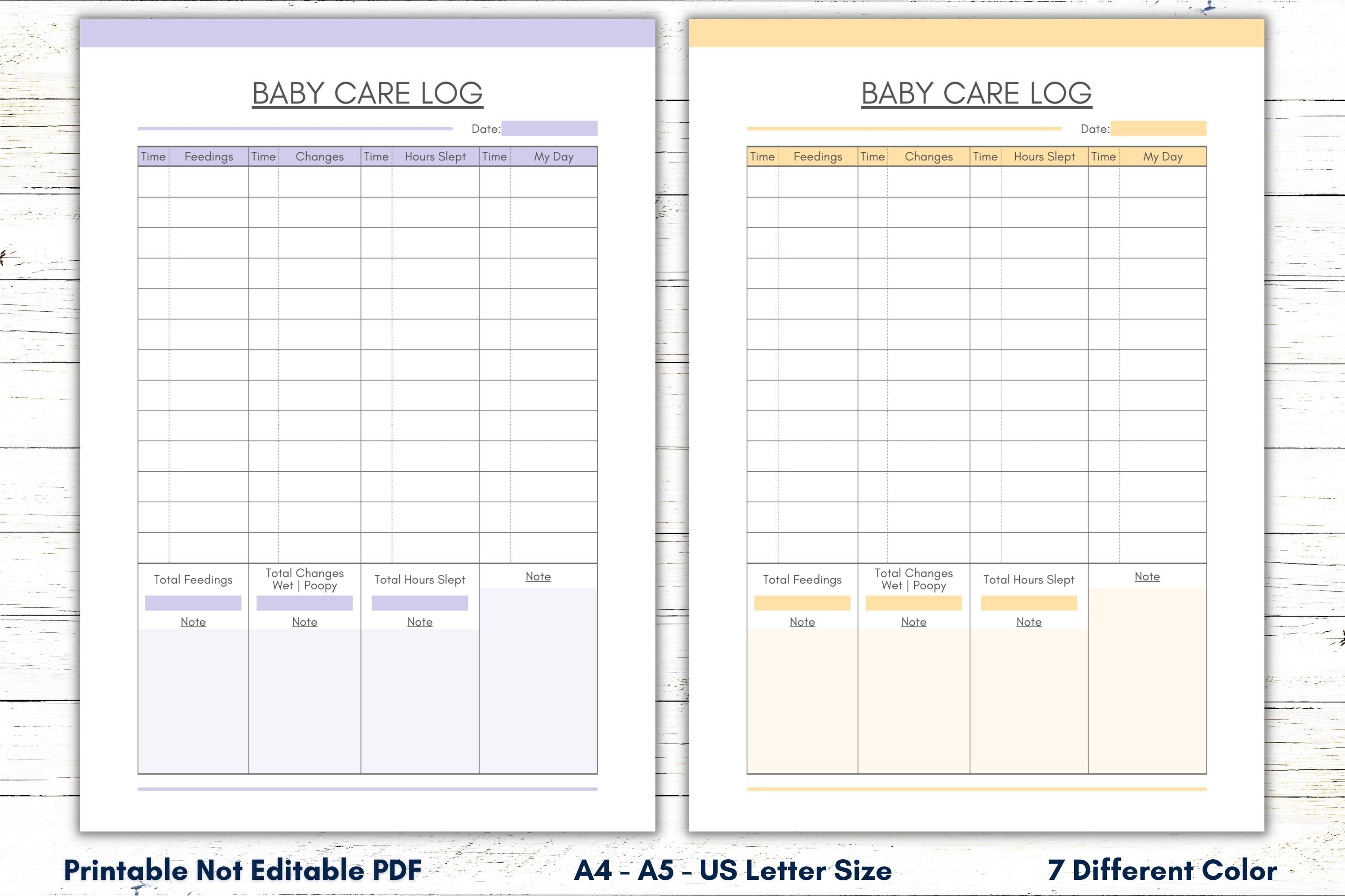 Printable Baby Care Log, Baby Care Planner Sheet, Baby Care Tracker ...