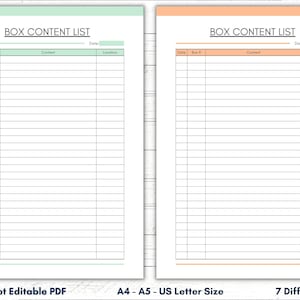Box Content List Template Printable, Moving Process Planner, Moving ...