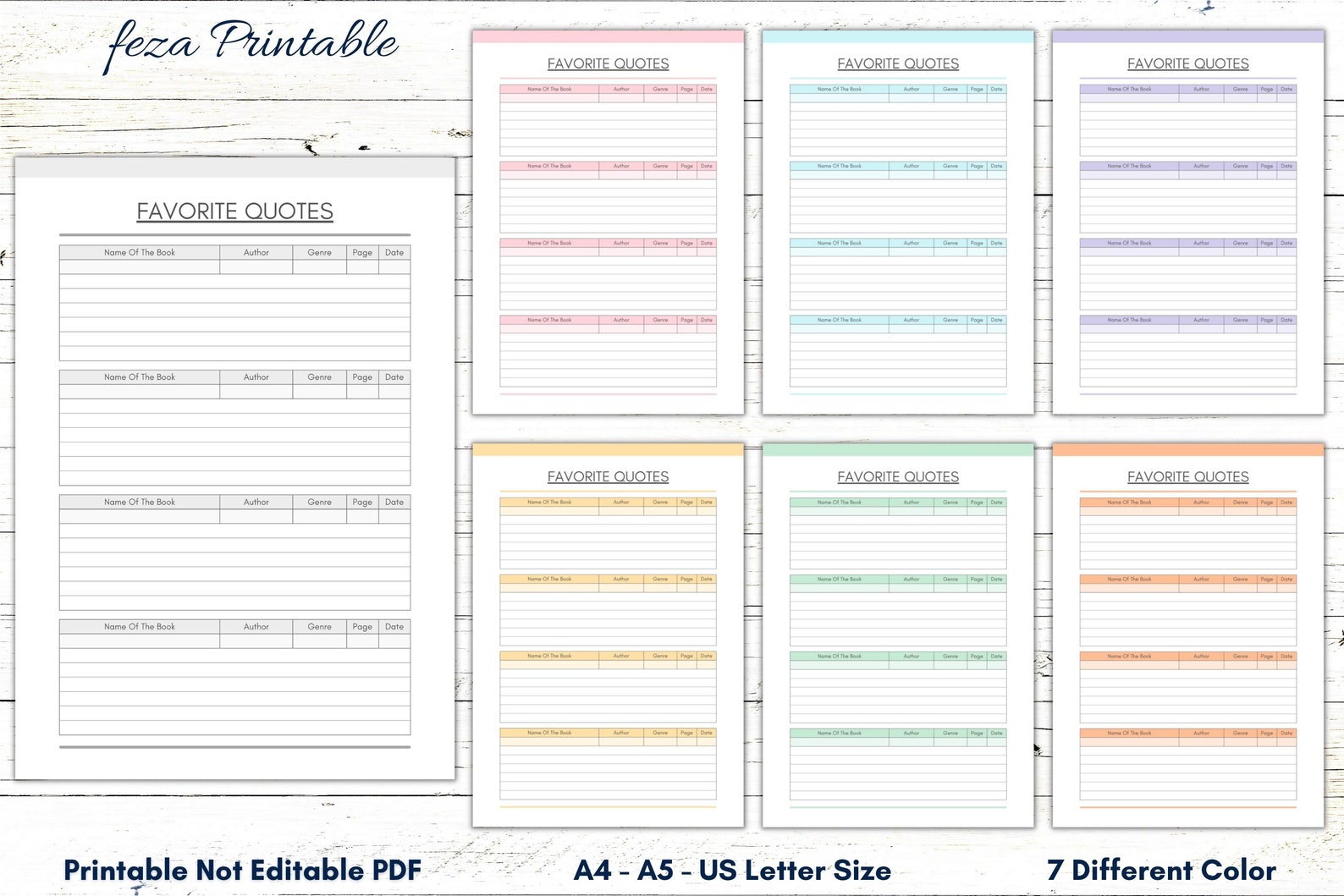 Book Quote Sheet Template Printable, Book Quote Tracker, Book Reading ...