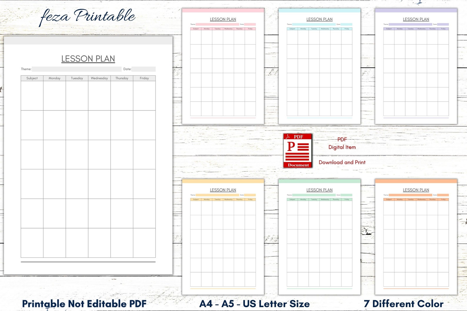 Weekly Lesson Plan Template Printable, Daily Lesson Plan, Lesson Plan ...