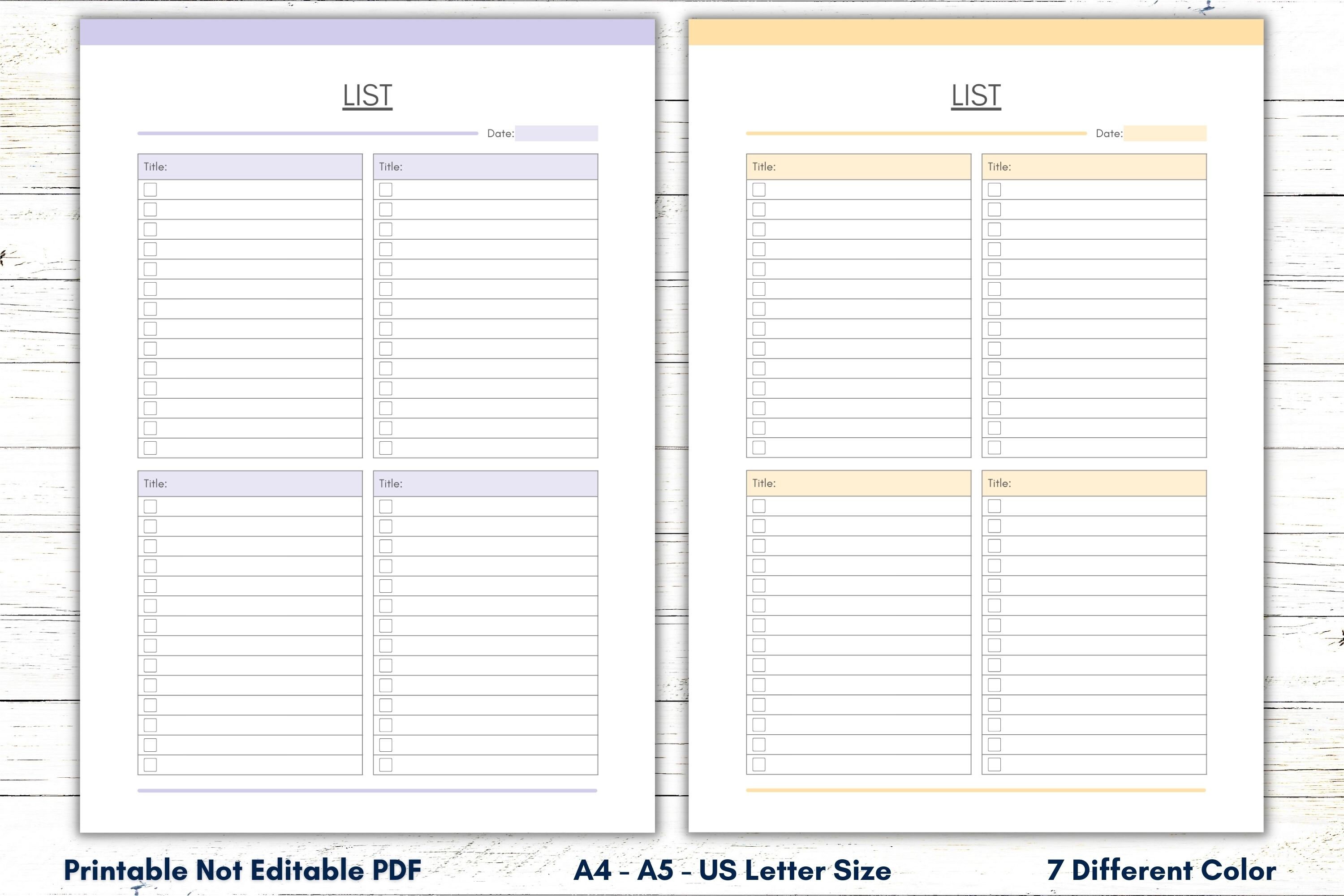 Blank List Template Printable Blank Checklist, Daily Weekly Yearly ...