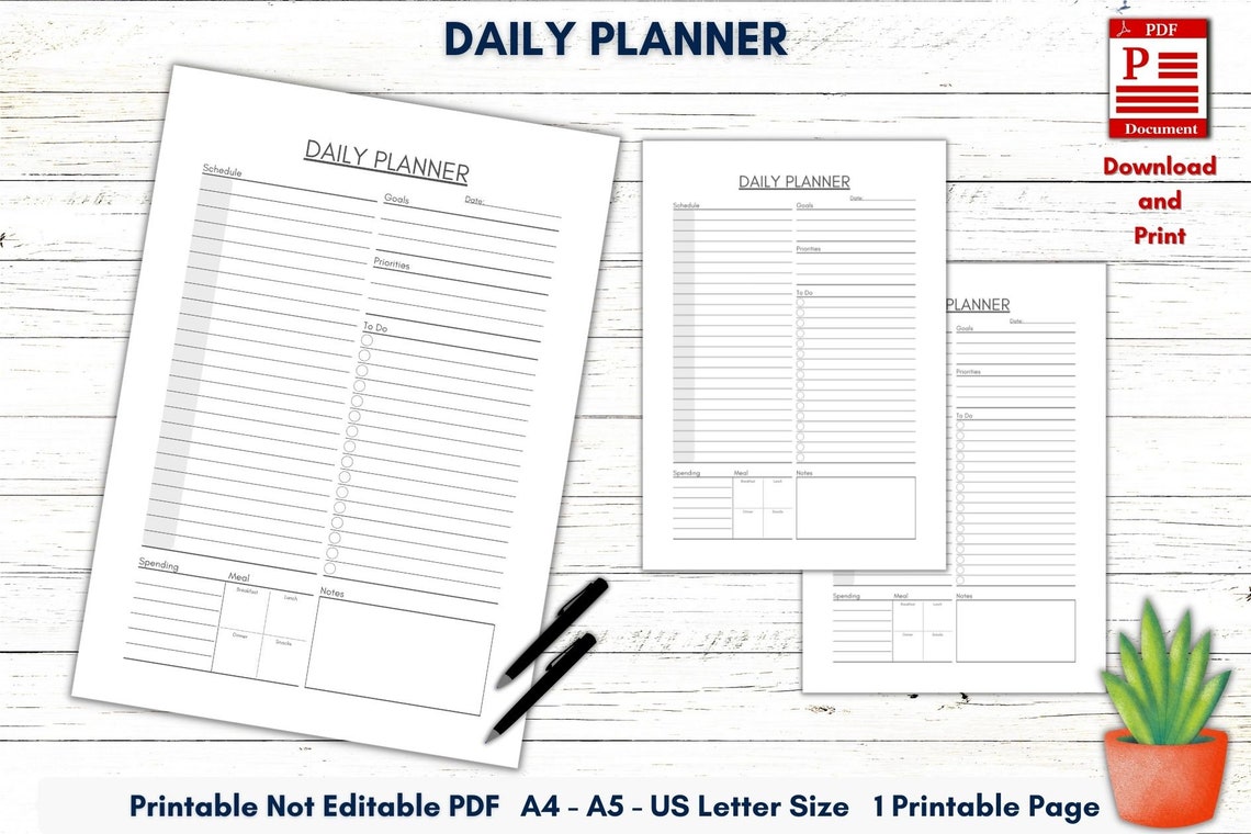 Printable Daily Planner Daily Log Daily Notes Printable to | Etsy