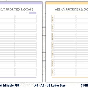 Weekly Priorities and Goals List Printable Template, Priorities ...