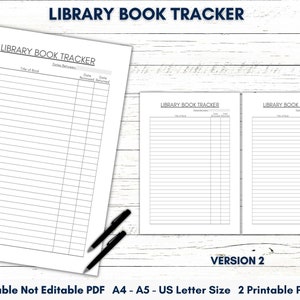 Printable Library Book Tracker PDF Library Book Log Book - Etsy