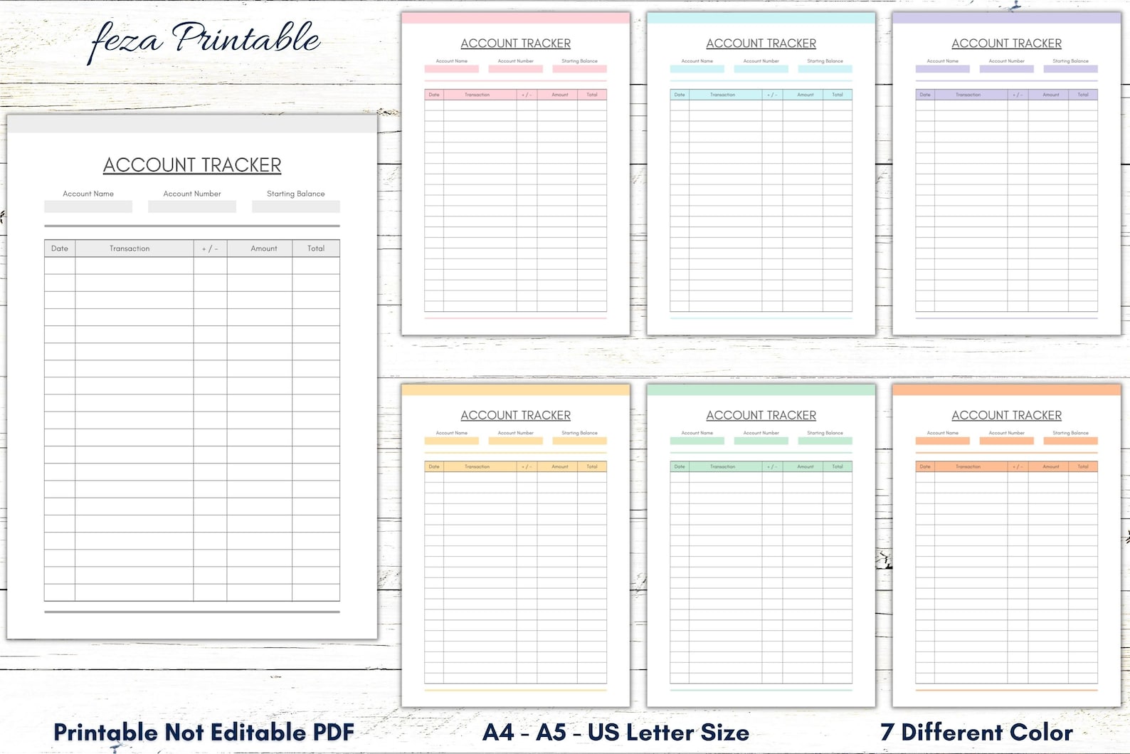 Printable Account Tracker, Account Tracking, Printable Account Checking ...