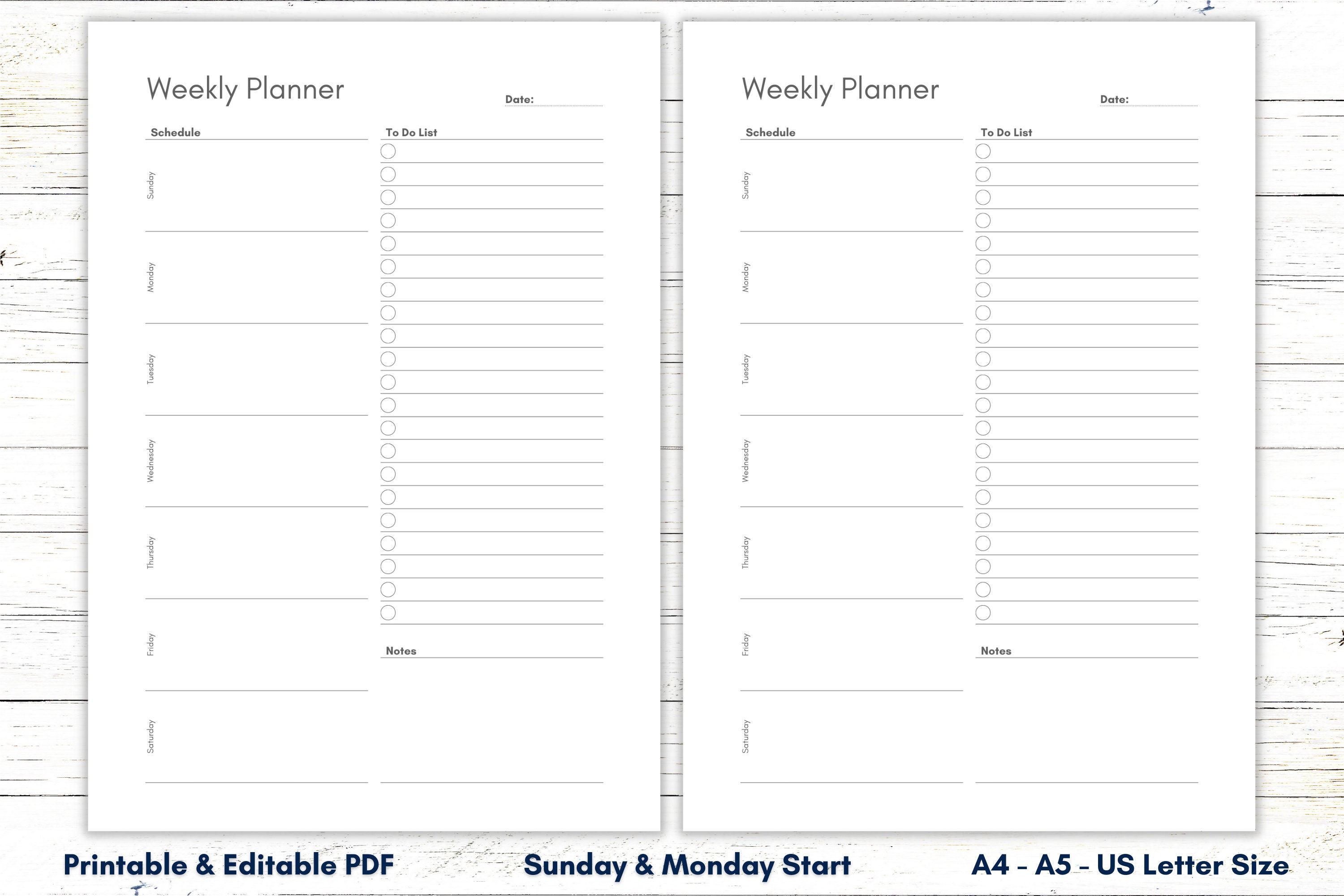 Weekly Planner Printable Fillable Editable Weekly Planner - Etsy