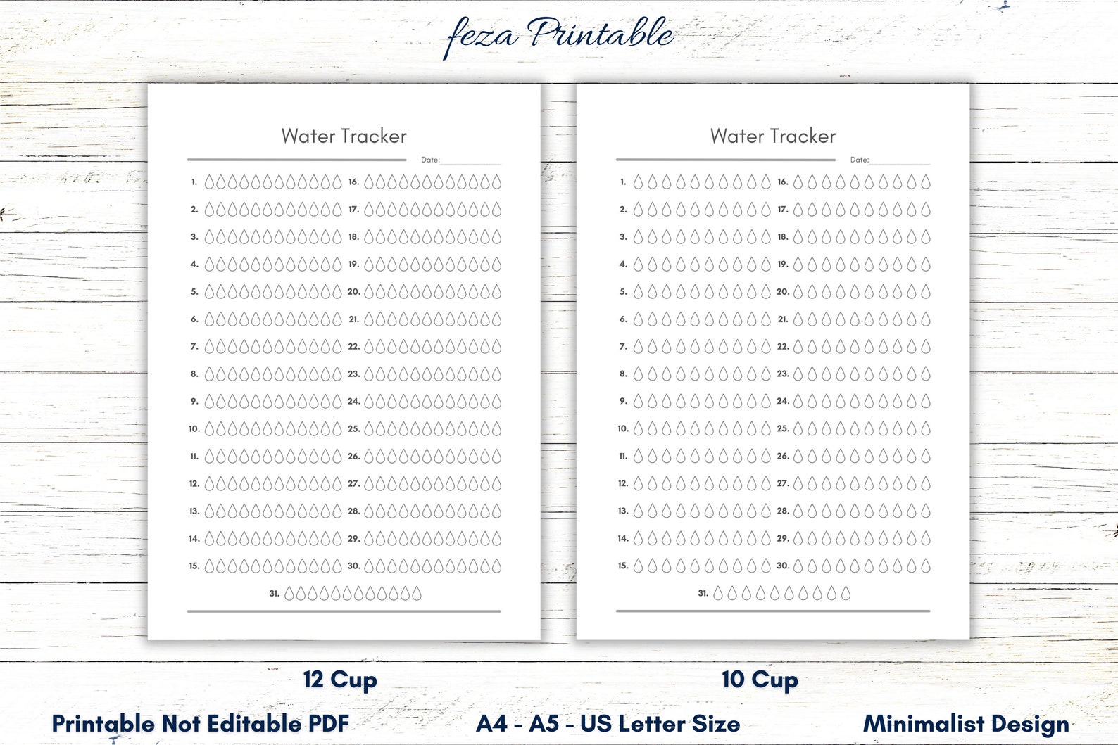 Printable Water Tracker, Water Tracker Template, Water Tracker Planner ...