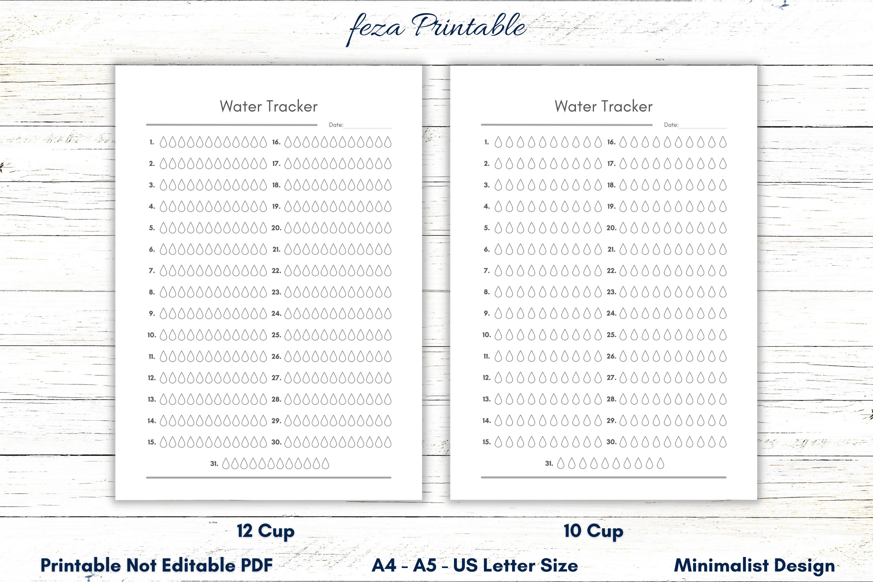 Printable Water Tracker, Water Tracker Template, Water Tracker Planner ...