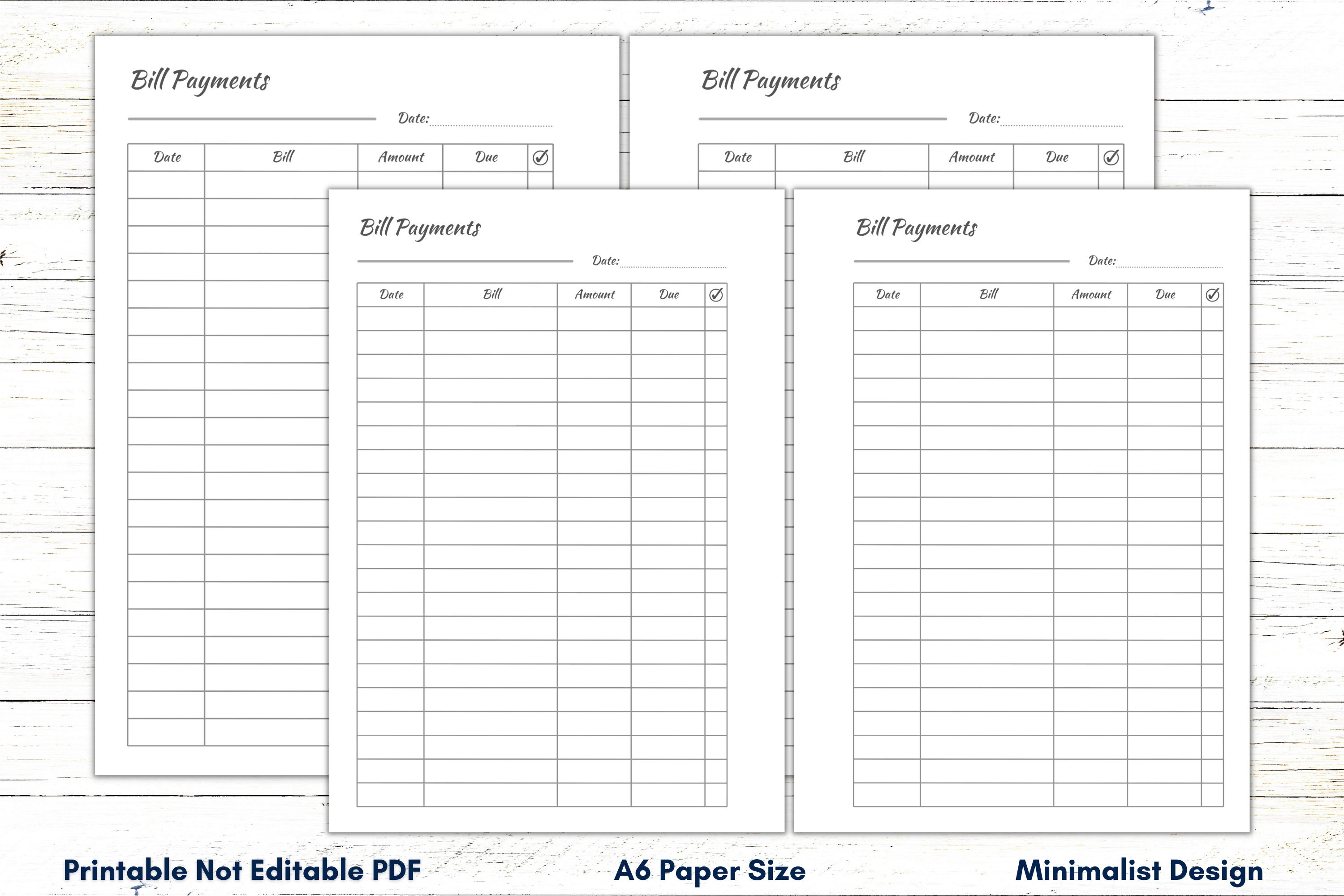 A6 Bills Tracker Printable, Bills Organizer, Bills Planner, Bills ...