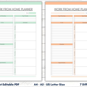 Work From Home Weekly Planner Printable, A4 A5 US Letter (PDF) - Etsy
